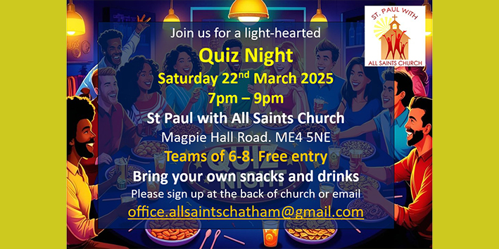 Quiz Night Saturday 22nd March, 7-9pm - St Paul with All Saints Church
